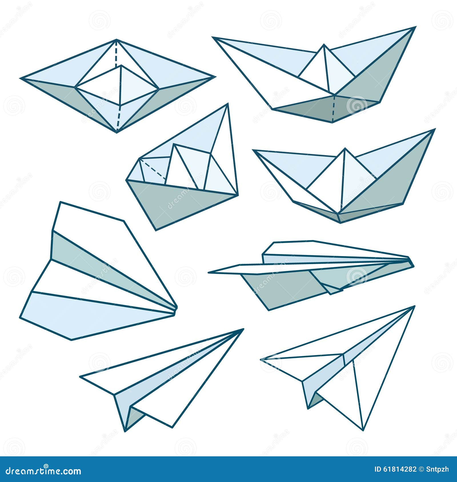 Vector Set: Paper Planes and Paper Ships Stock Vector - Illustration of ...