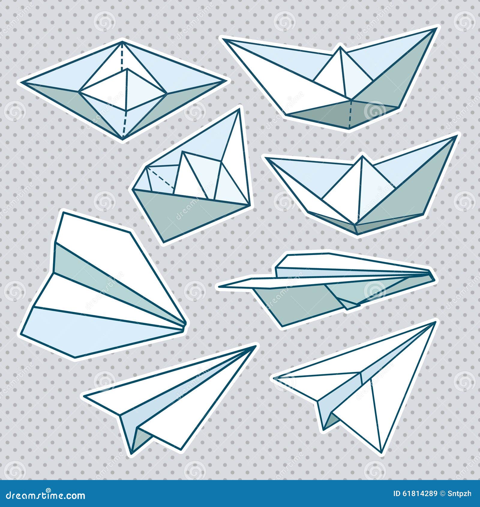 Vector Set: Paper Planes and Paper Ships Stock Vector - Illustration of ...