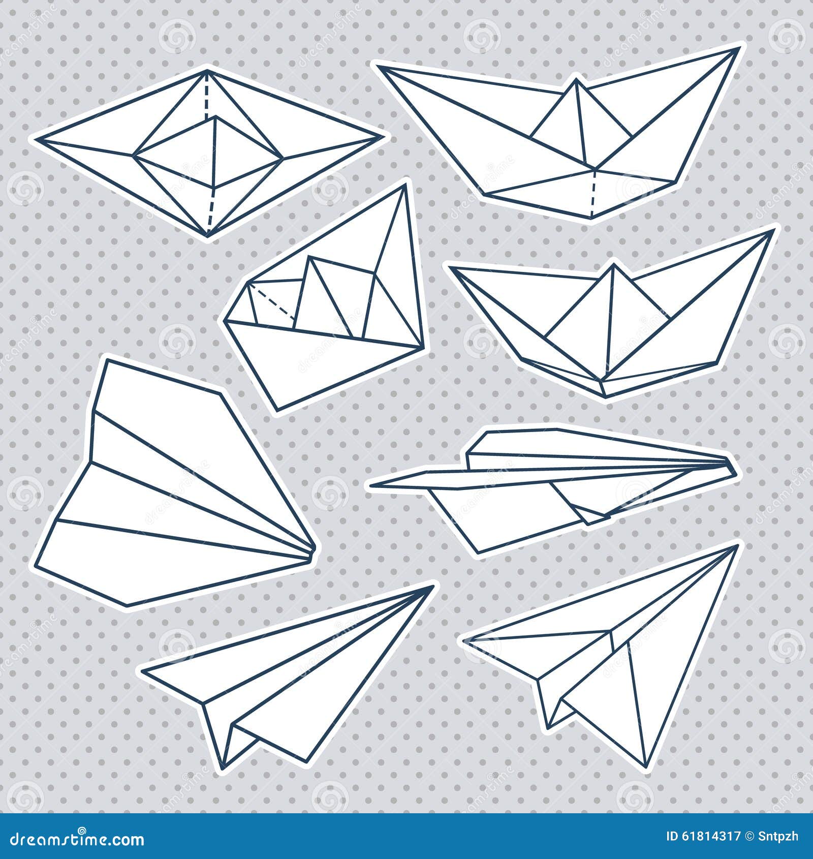 Vector Set: Paper Planes and Paper Ships Stock Vector - Illustration of ...