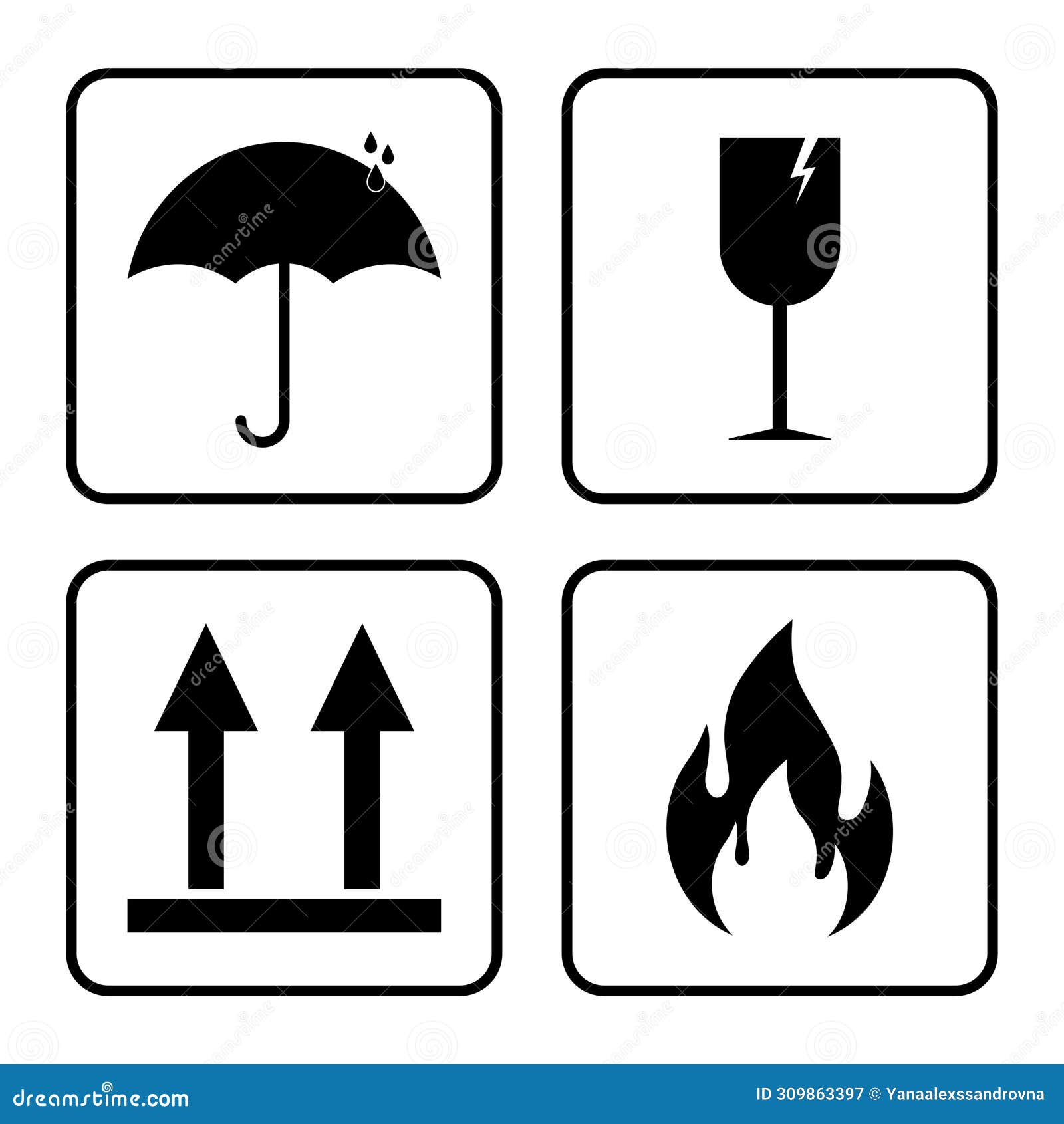 Vector Set of Parcel and Goods Protection Symbols .Warning Icons Stock ...