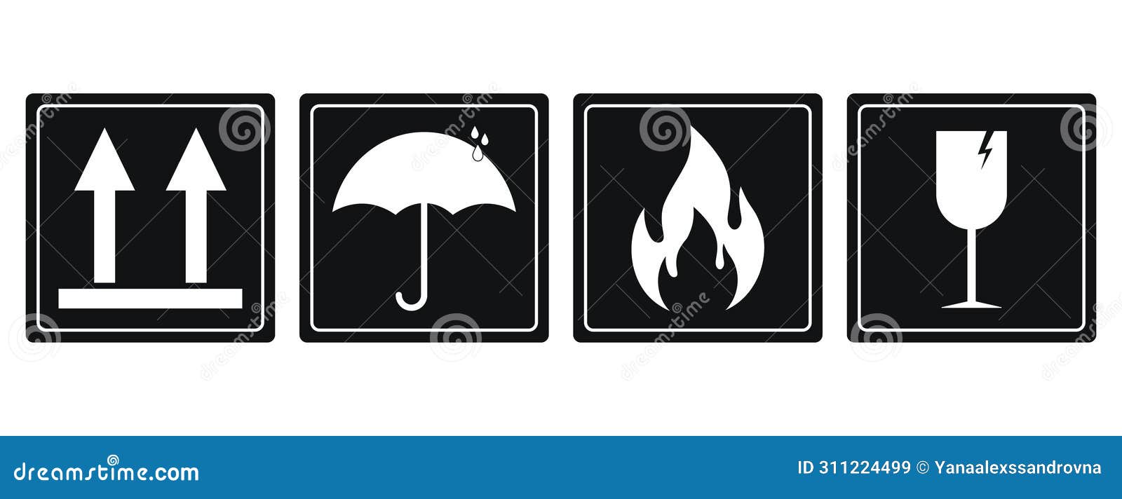 Vector Set of Parcel and Goods Protection Symbols .Warning Icons ...