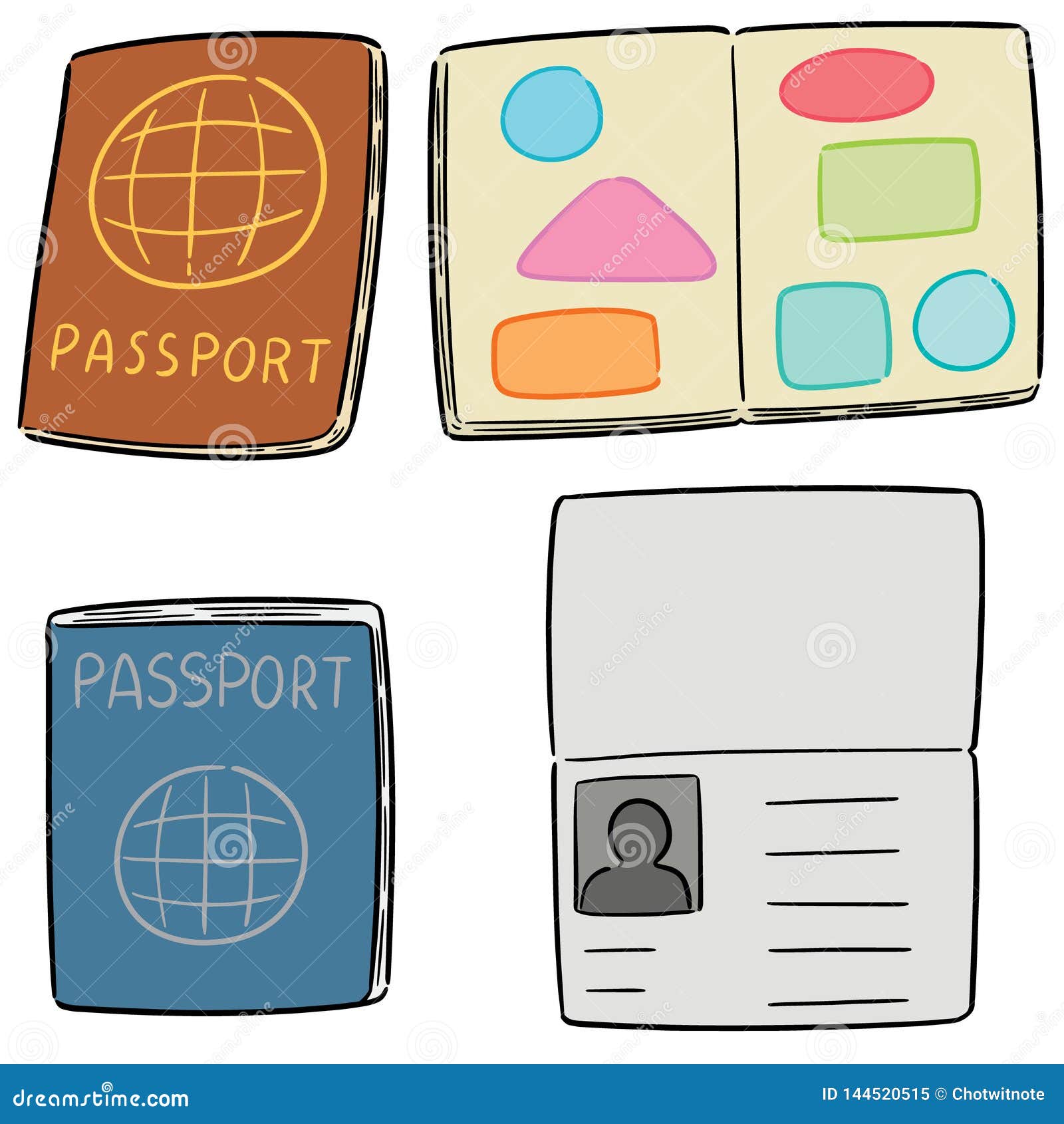 Vector set of passport stock vector. Illustration of line - 144520515