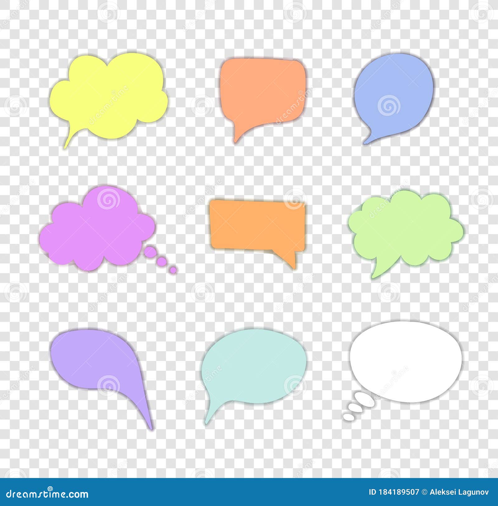 Vector Set of Pastel Color Memo Note Frames, Speech Bubble Shapes ...