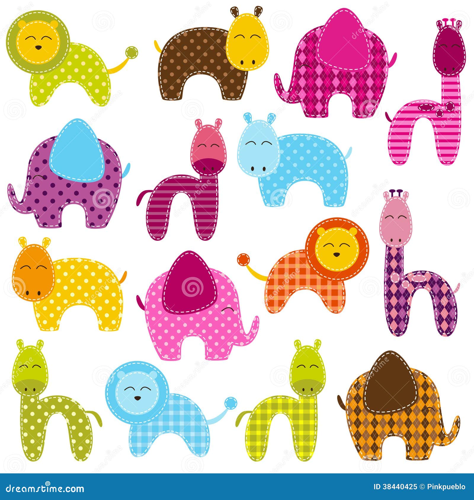 Vector Set Of Patchwork Animals | CartoonDealer.com #38440425