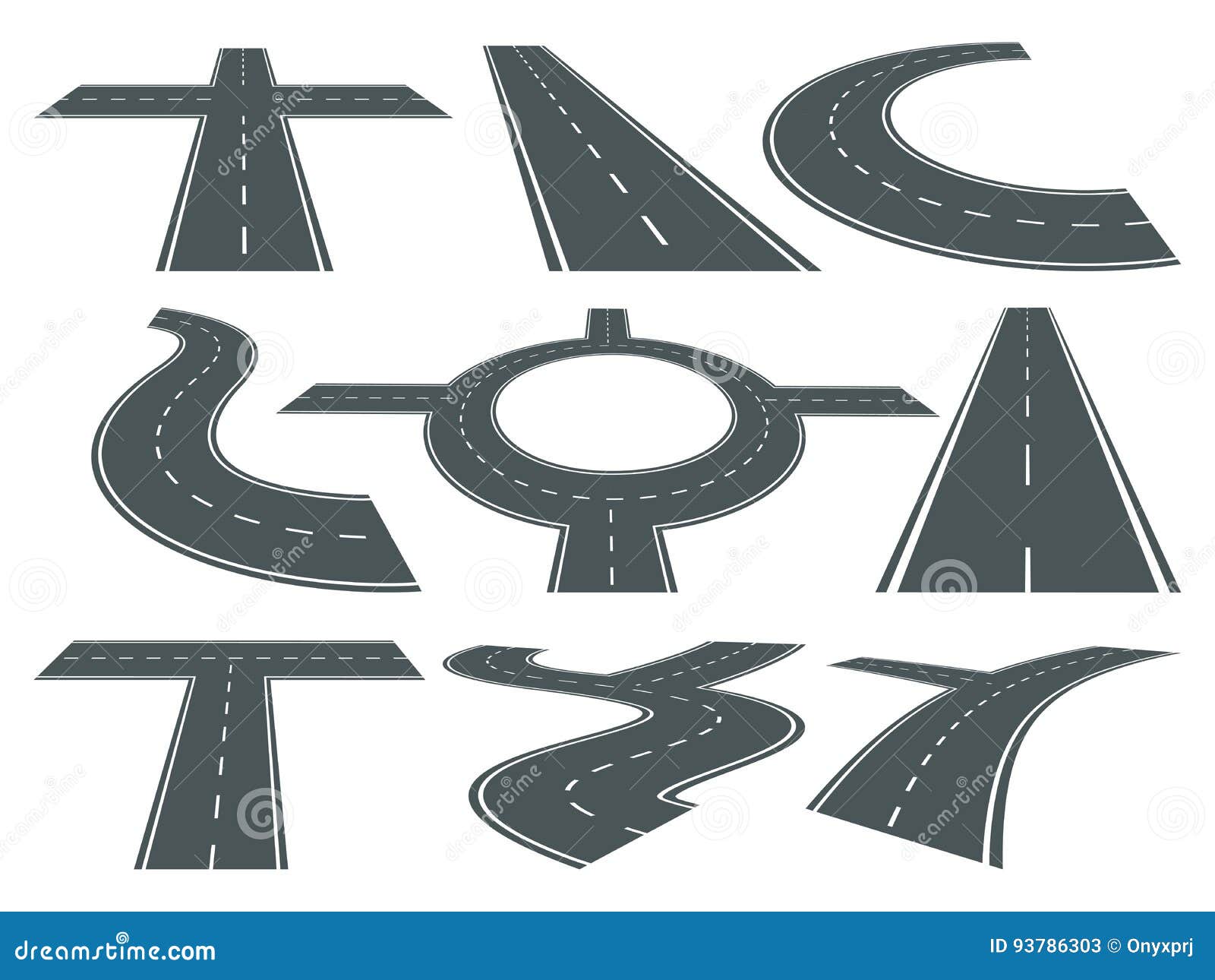 Vector Set of Pathway Different Roads. Speed Curved Symbol for Logo ...