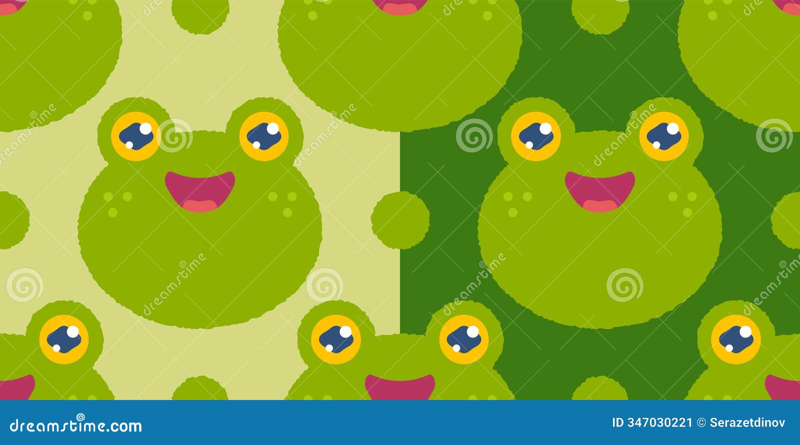 Vector Set Patterns of Cute Green Frogs. Kawaii Frogs Pattern Stock Illustration - Illustration ...