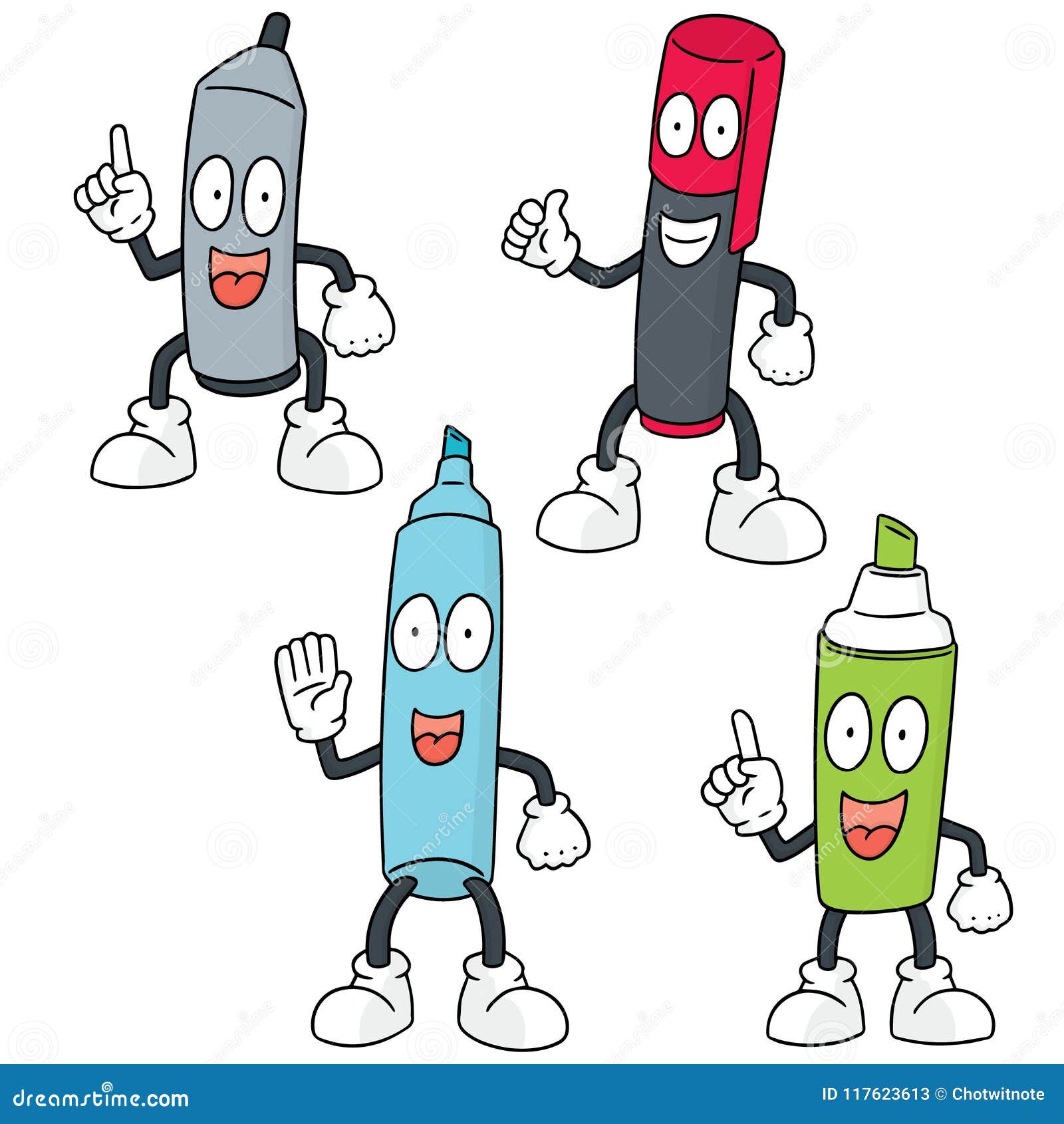 Vector set of pen cartoon stock vector. Illustration of decor - 117623613