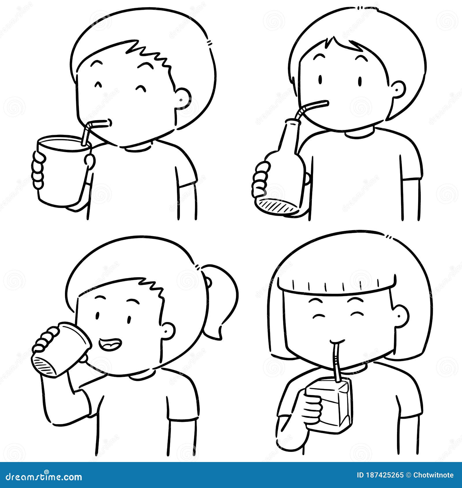 Vector Set of People Drinking Stock Vector - Illustration of decoration ...