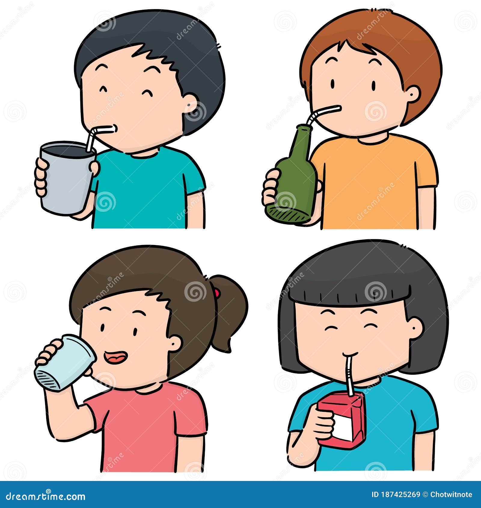 Vector Set of People Drinking Stock Vector - Illustration of people ...