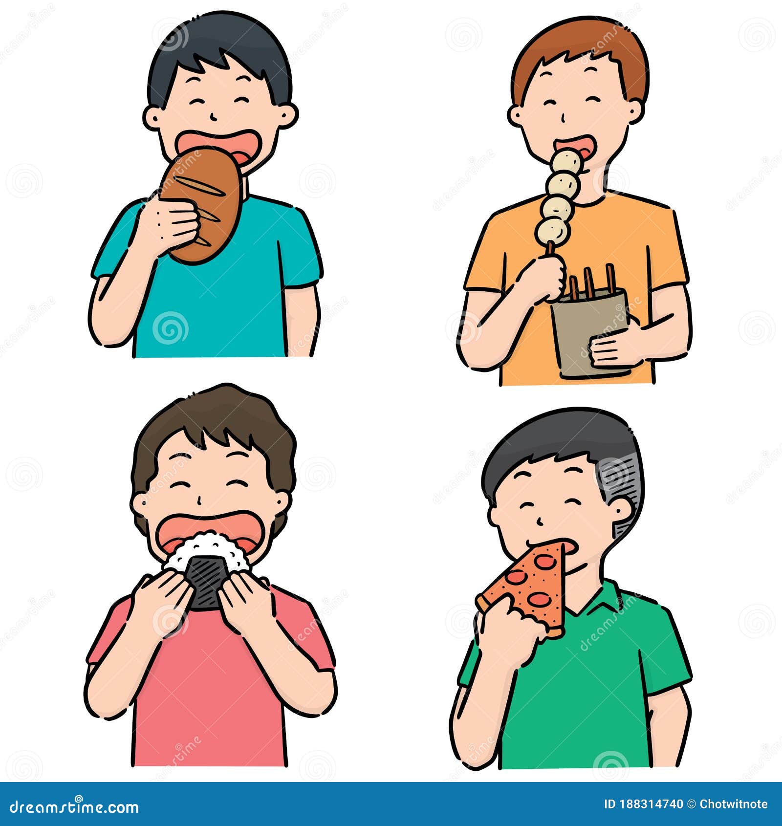Vector Set of People Eating Stock Vector - Illustration of dinner ...