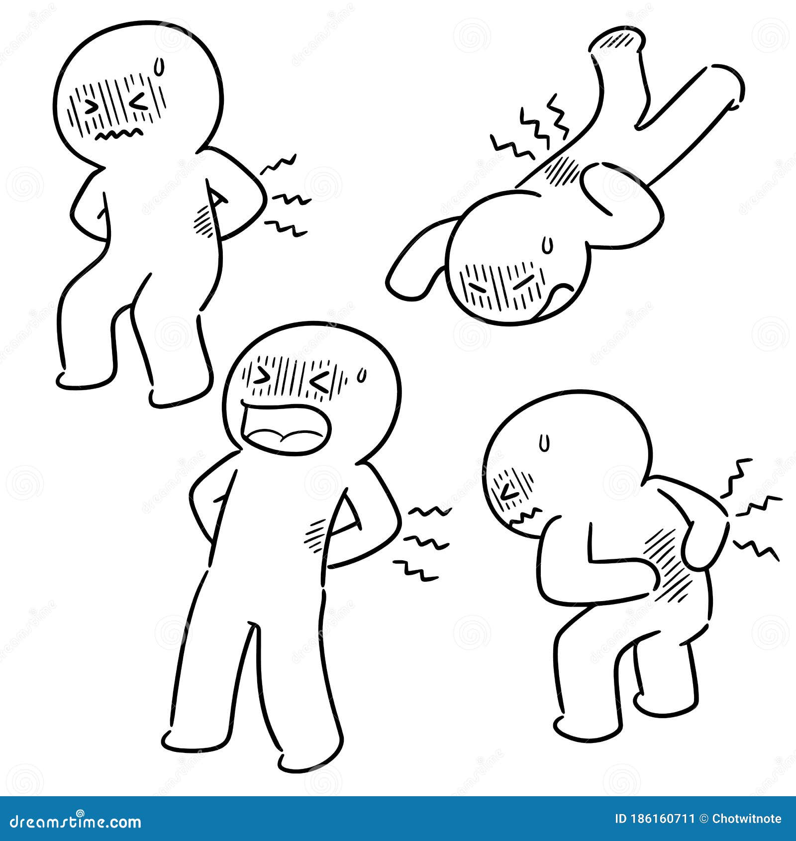 Vector Set of People Got Backache Stock Vector - Illustration of draw ...