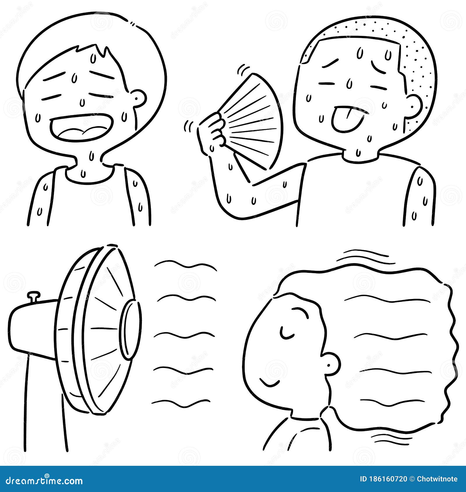 Vector Set of People in Hot Weather Stock Vector - Illustration of ...