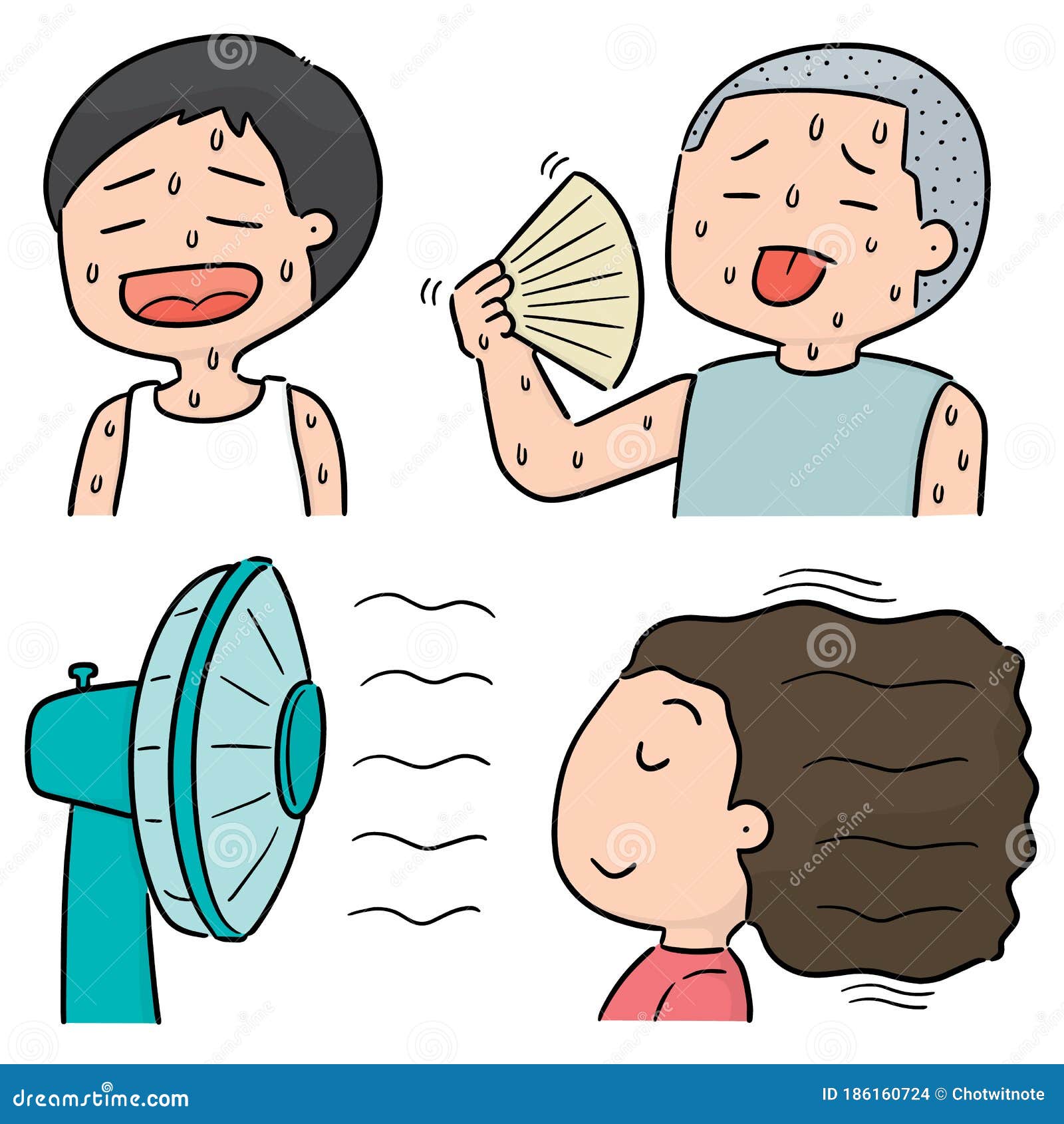 Vector Set of People in Hot Weather Stock Vector - Illustration of male ...