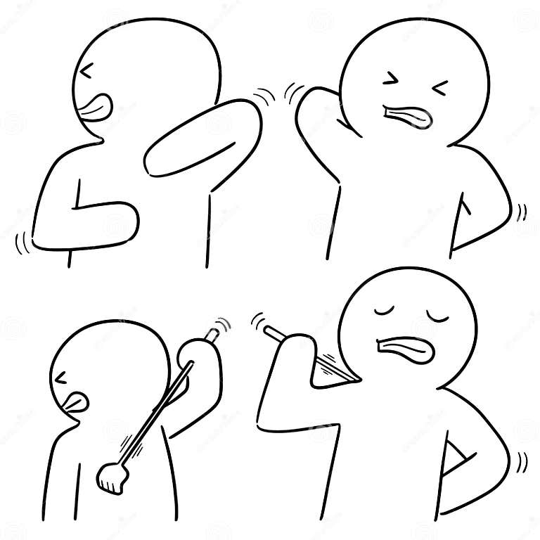 Vector Set of People Scratching Back Stock Vector - Illustration of ...