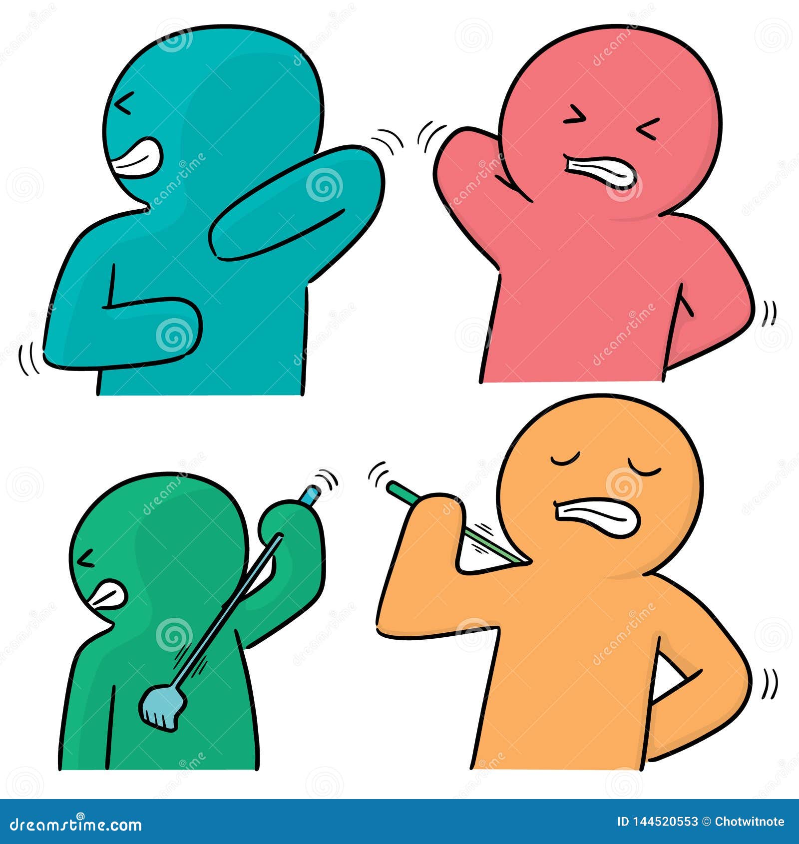 Vector Set of People Scratching Back Stock Vector - Illustration of ...