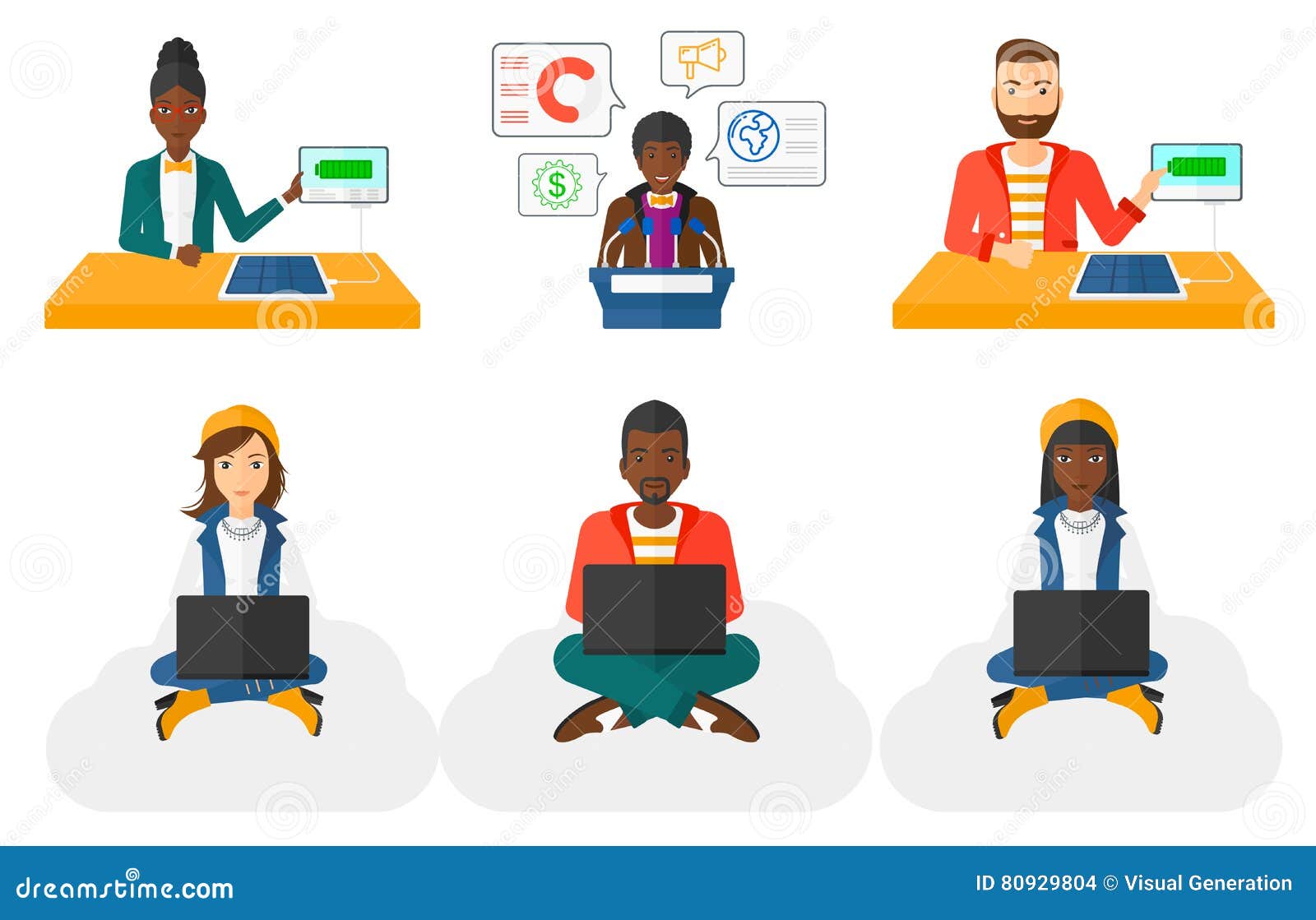 Vector Set of People Using Modern Technologies. Stock Vector ...