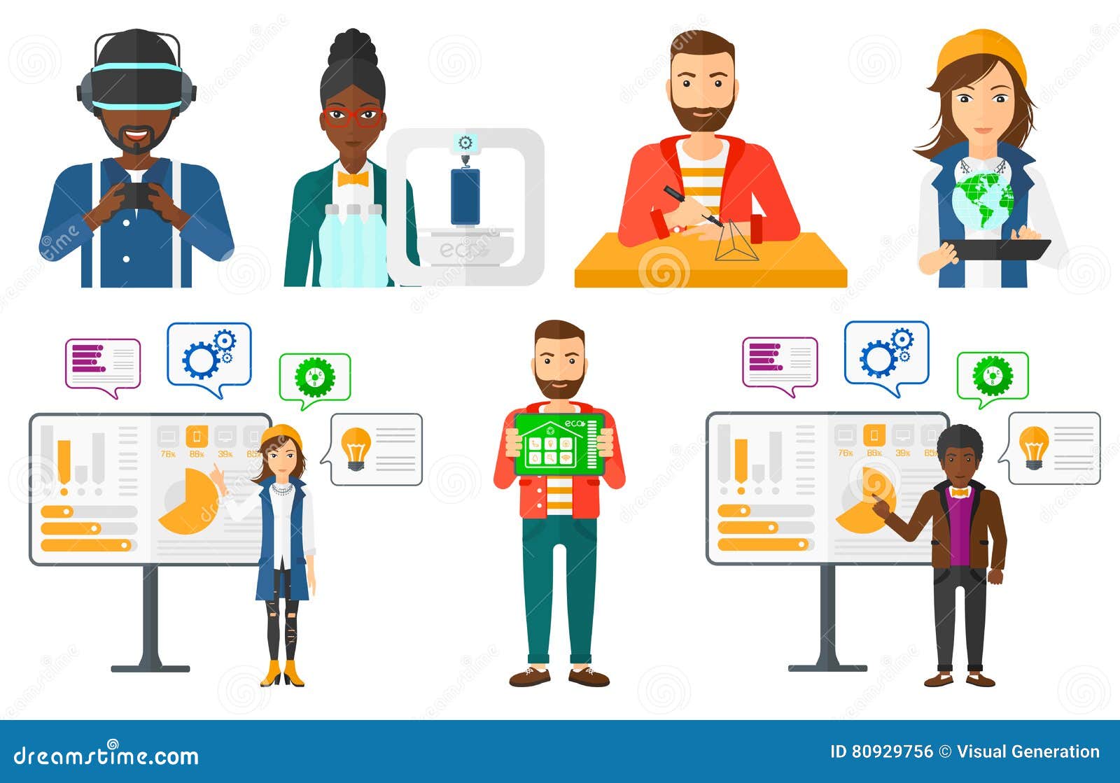 Vector Set of People Using Modern Technologies. Stock Vector ...