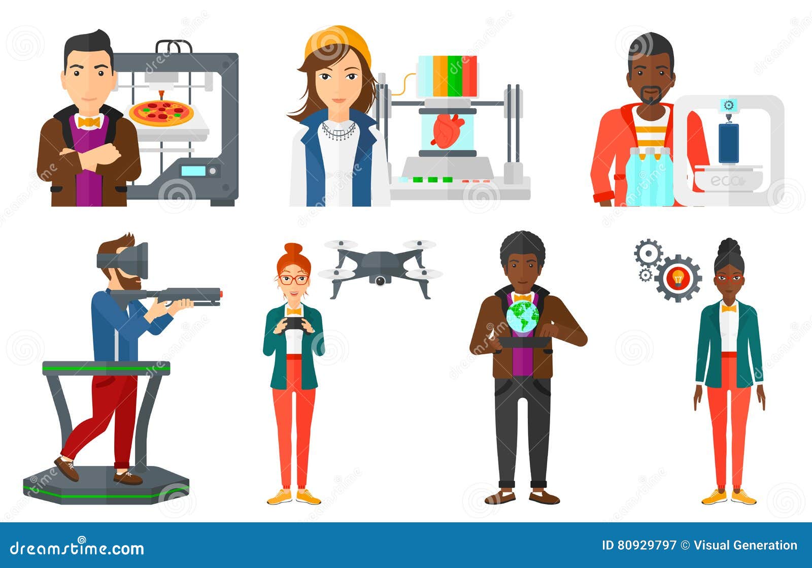 Vector Set of People Using Modern Technologies. Stock Vector ...