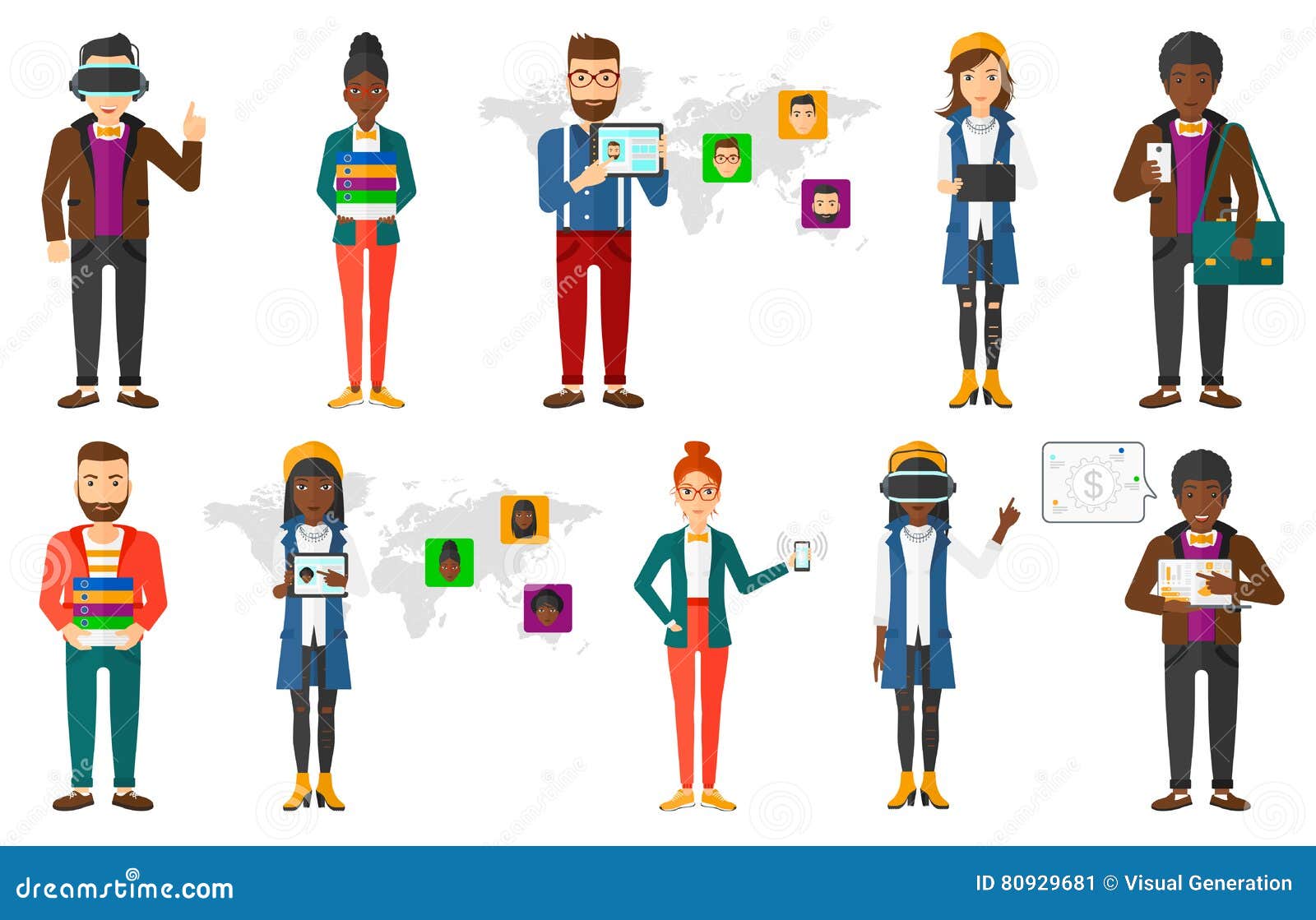 Vector Set of People Using Modern Technologies. Stock Vector ...
