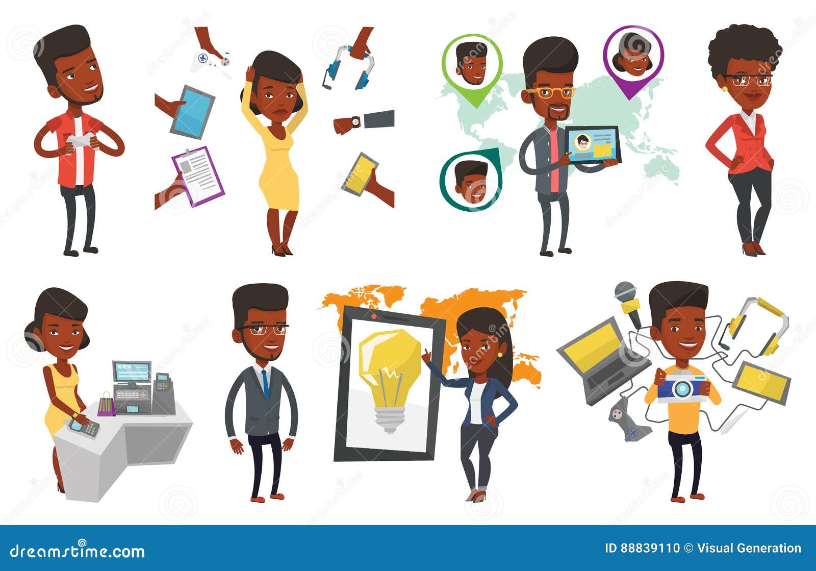 Vector Set of People Using Modern Technologies. Stock Vector ...