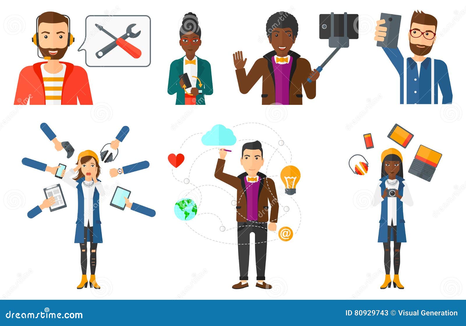 Vector Set of People Using Modern Technologies. Stock Vector ...