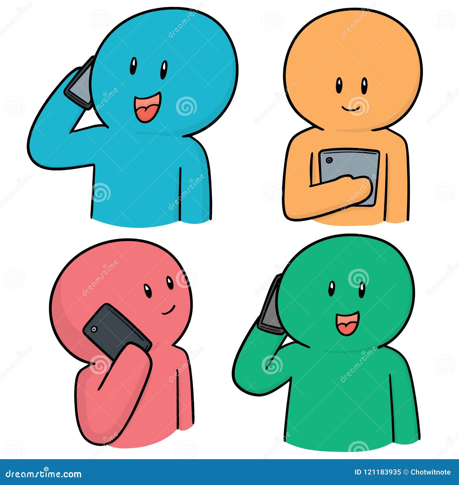 Vector Set of People Using Smartphone Stock Vector - Illustration of ...