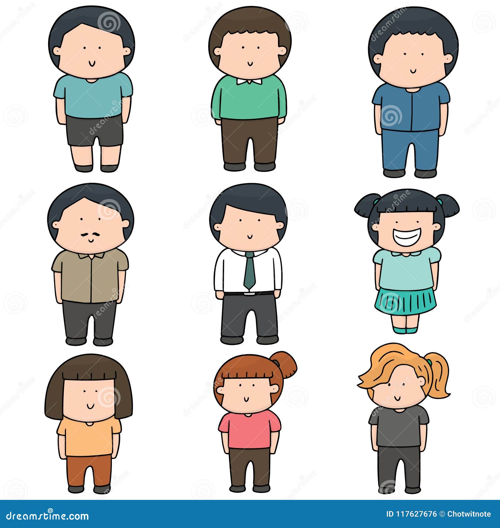 Vector set of people stock vector. Illustration of cute - 117627676
