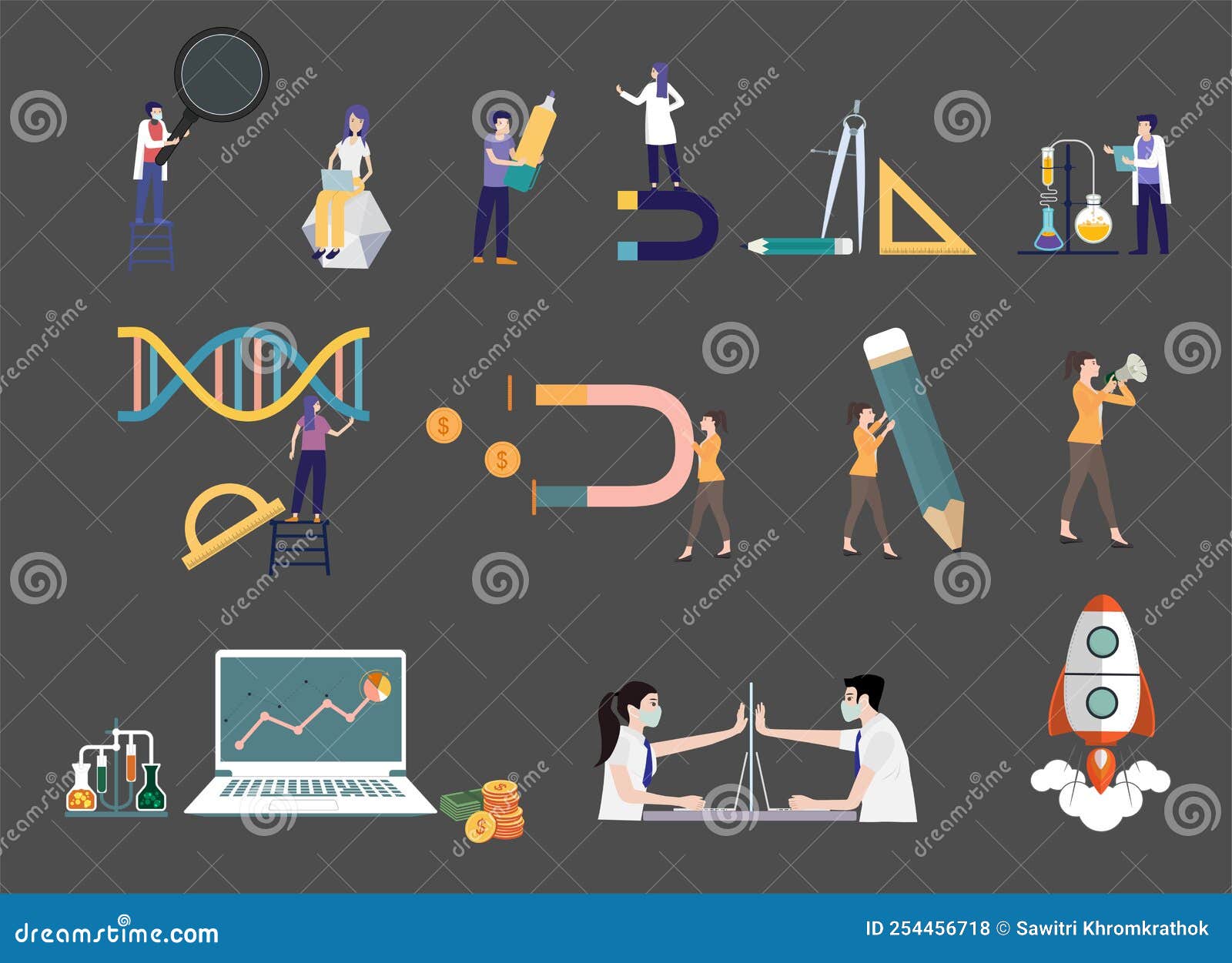 Vector Set of People Working Together Ideas Concept Stock Vector ...