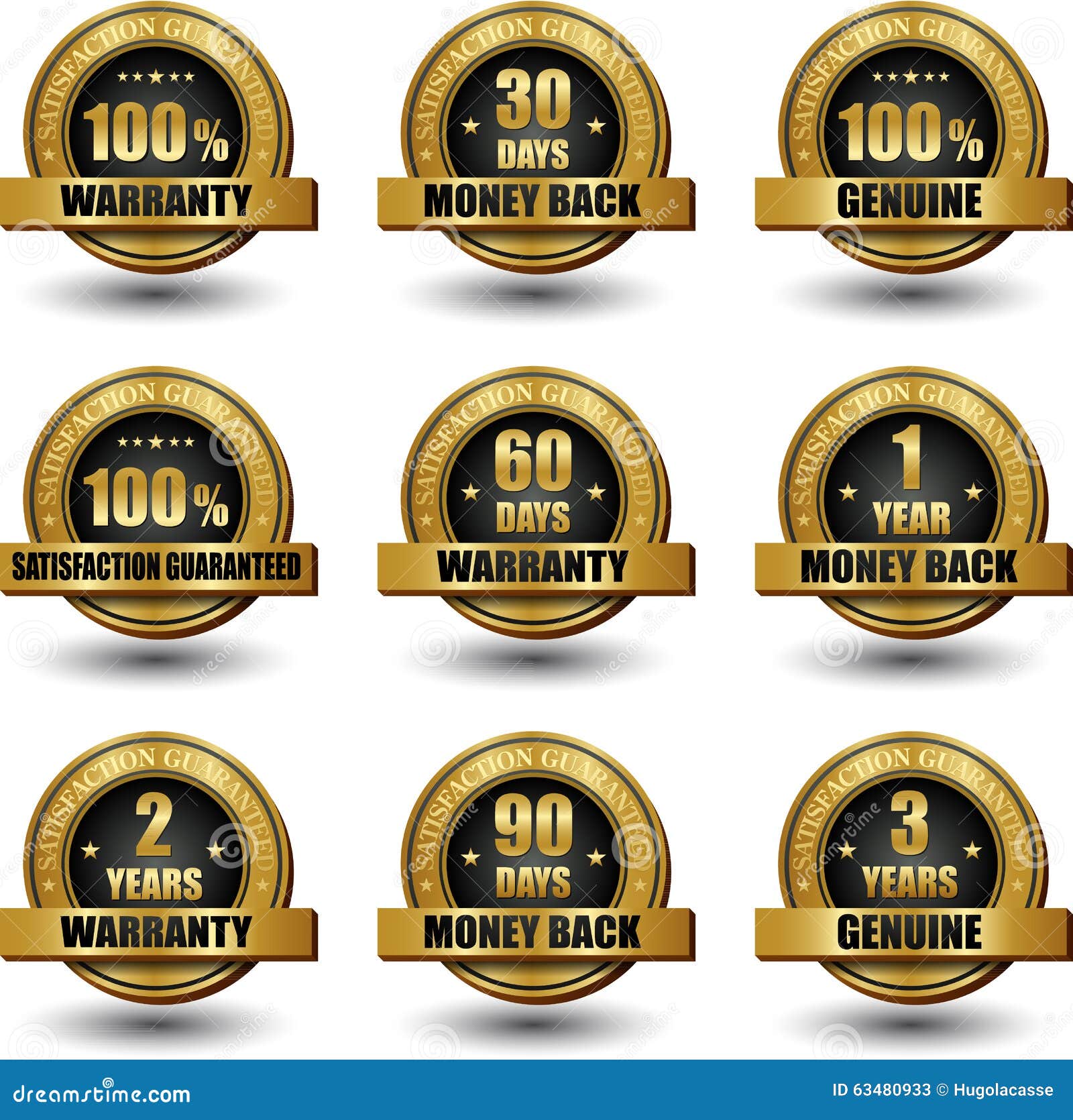 Vector Set of 100 Percent Satisfaction Guaranteed Stock Vector ...