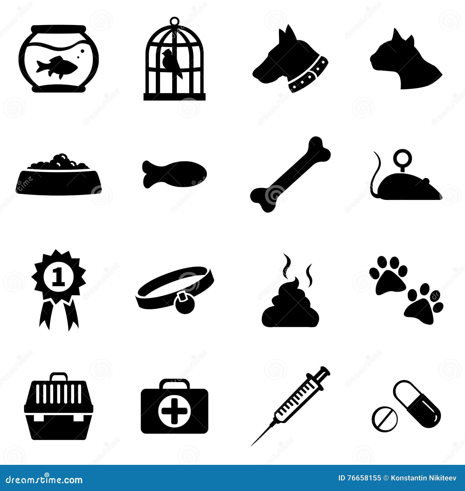 Vector Set of Pets Icons stock vector. Illustration of head - 76658155