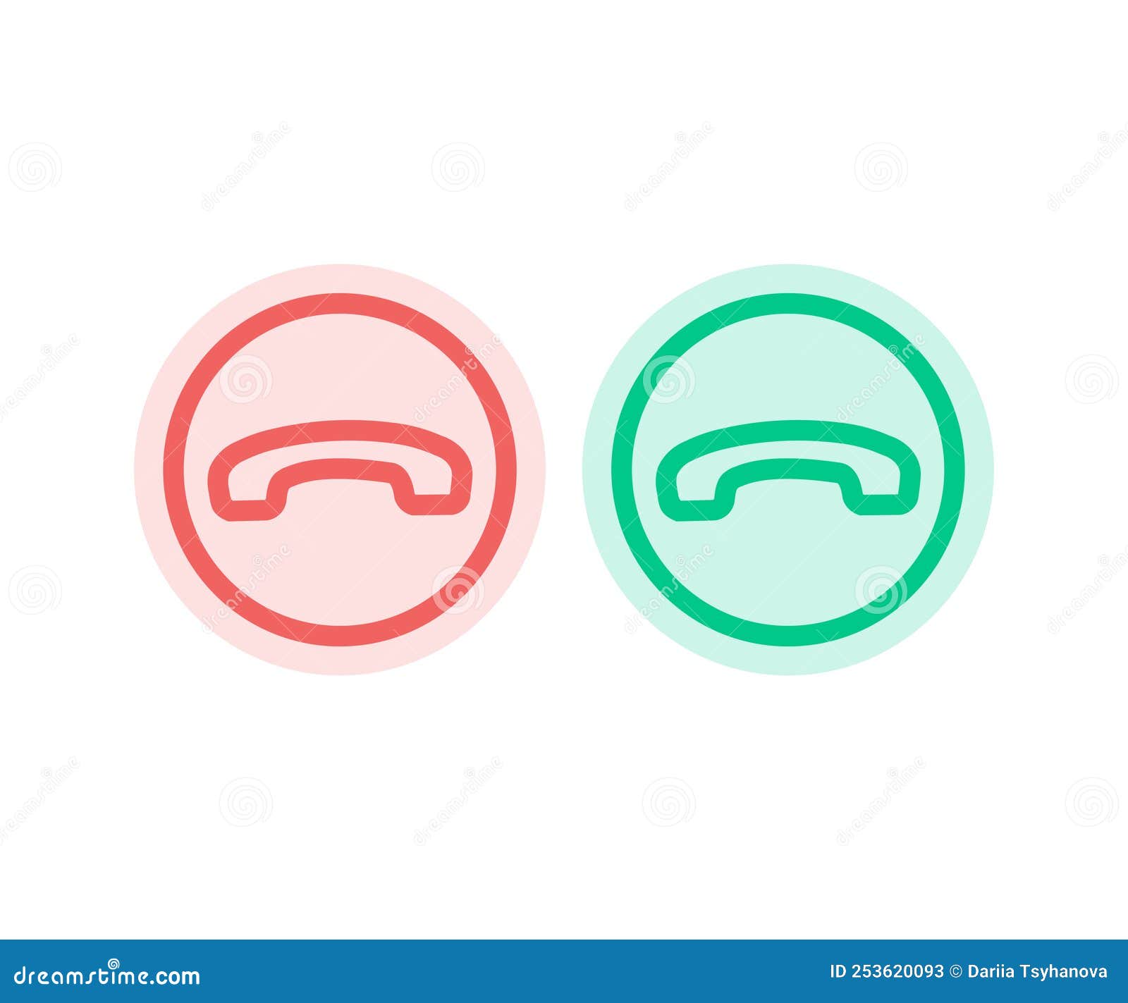 Vector Set Phone Call Icons.Accept Call and Decline Handset Button Logo ...
