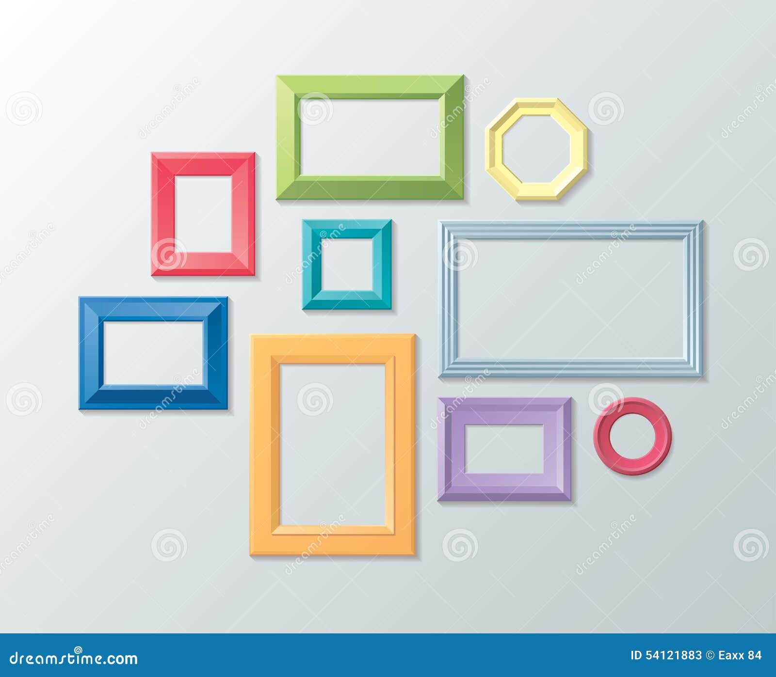 Vector Set of Photo Frames on the Wall Stock Vector - Illustration of ...