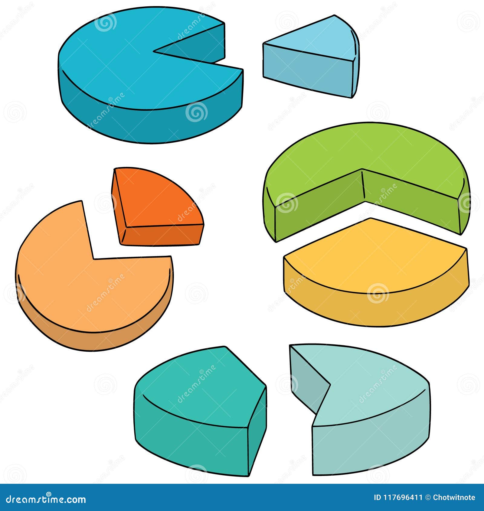 Vector set of pie chart stock vector. Illustration of diagram - 117696411