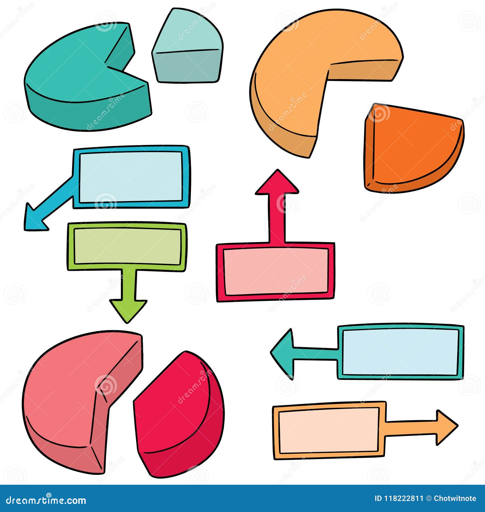 Vector set of pie chart stock vector. Illustration of graph - 118222811