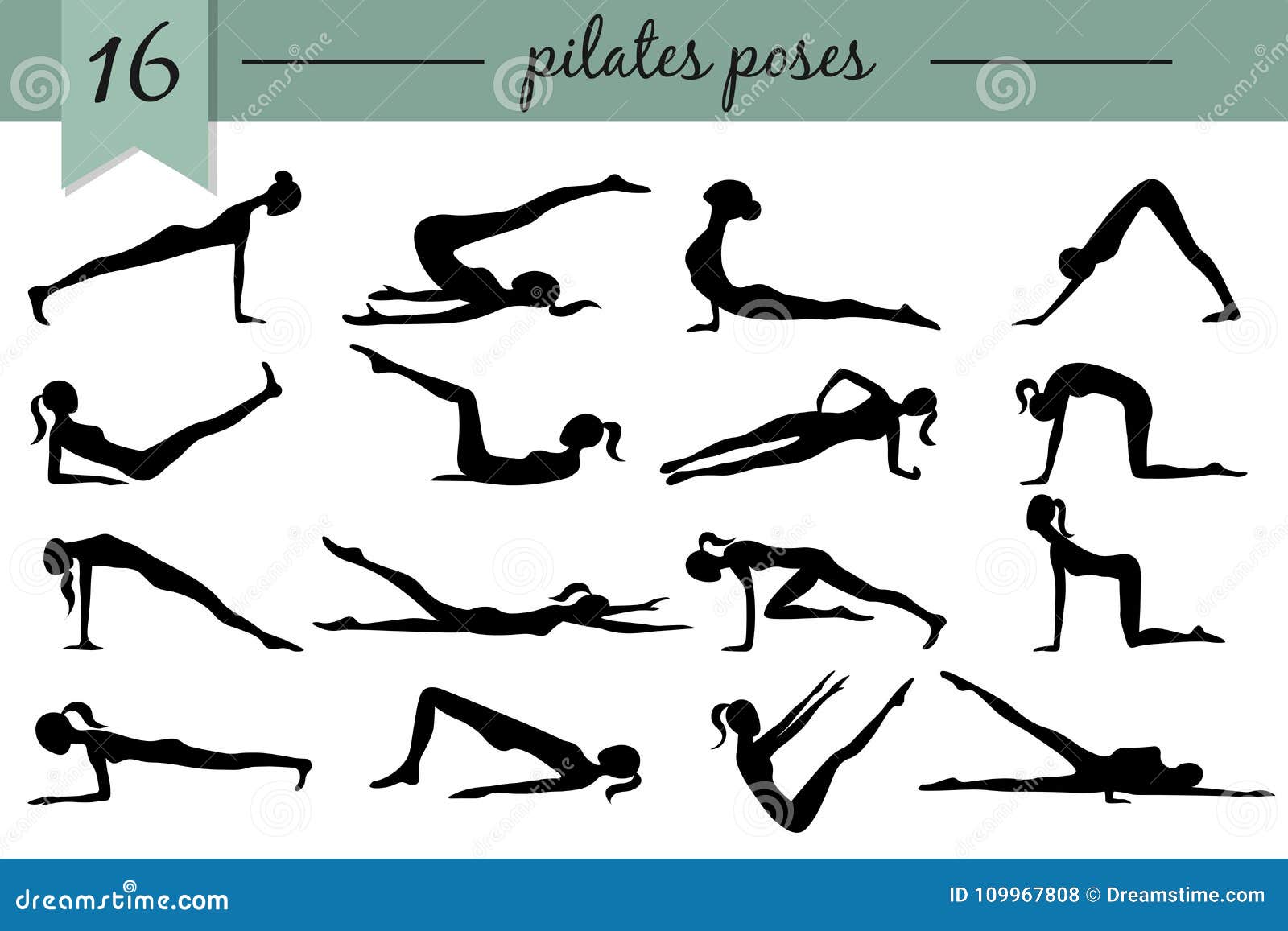 Vector Set with Pilates Icons Stock Illustration - Illustration of ...