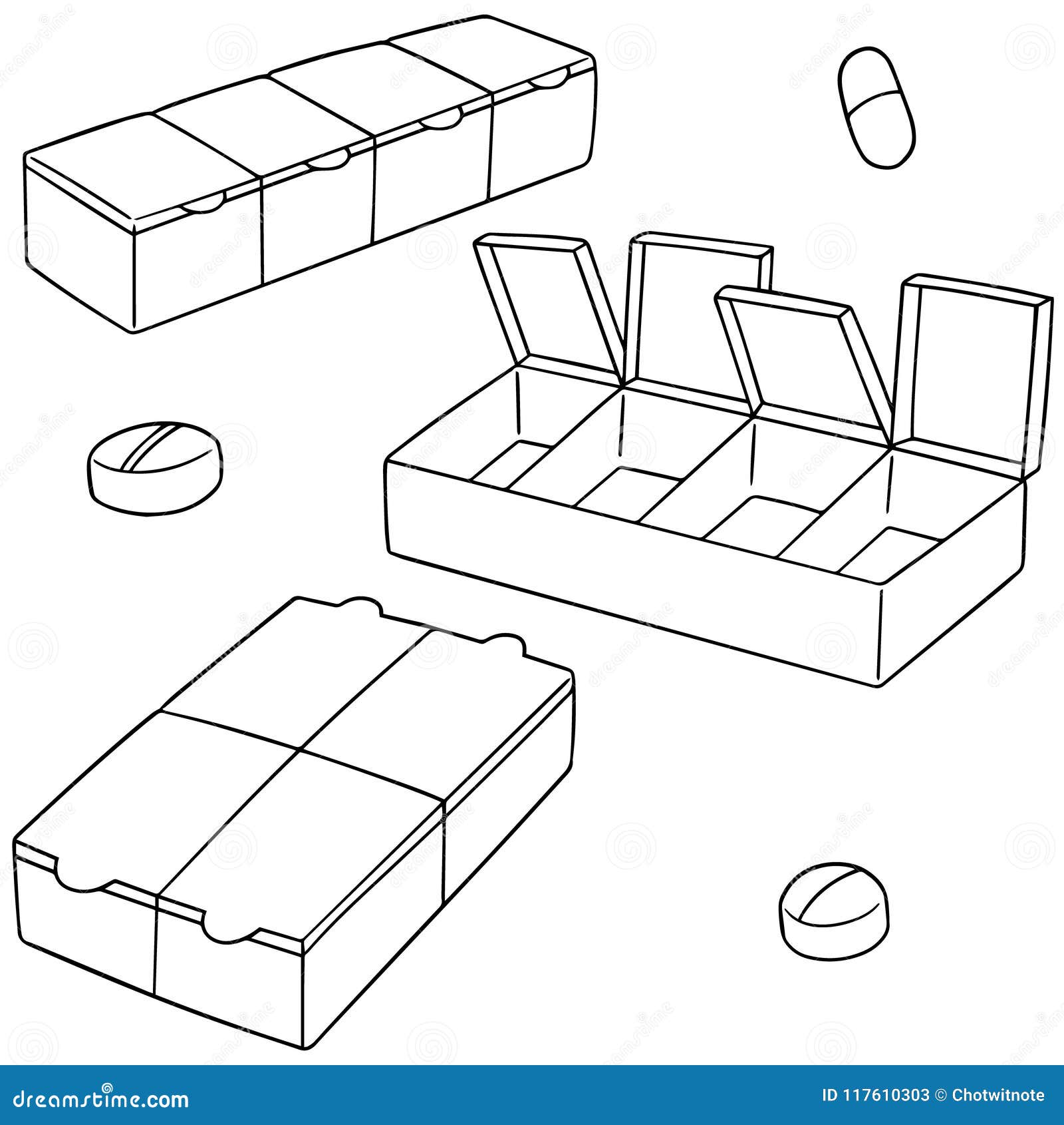 Vector set of pill box stock vector. Illustration of cute - 117610303