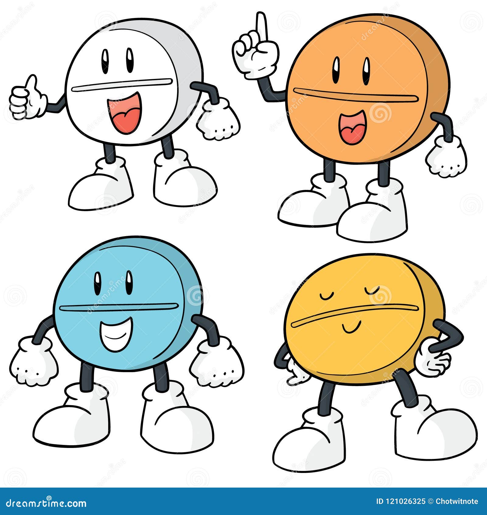 Vector set of pill cartoon stock vector. Illustration of drawn - 121026325