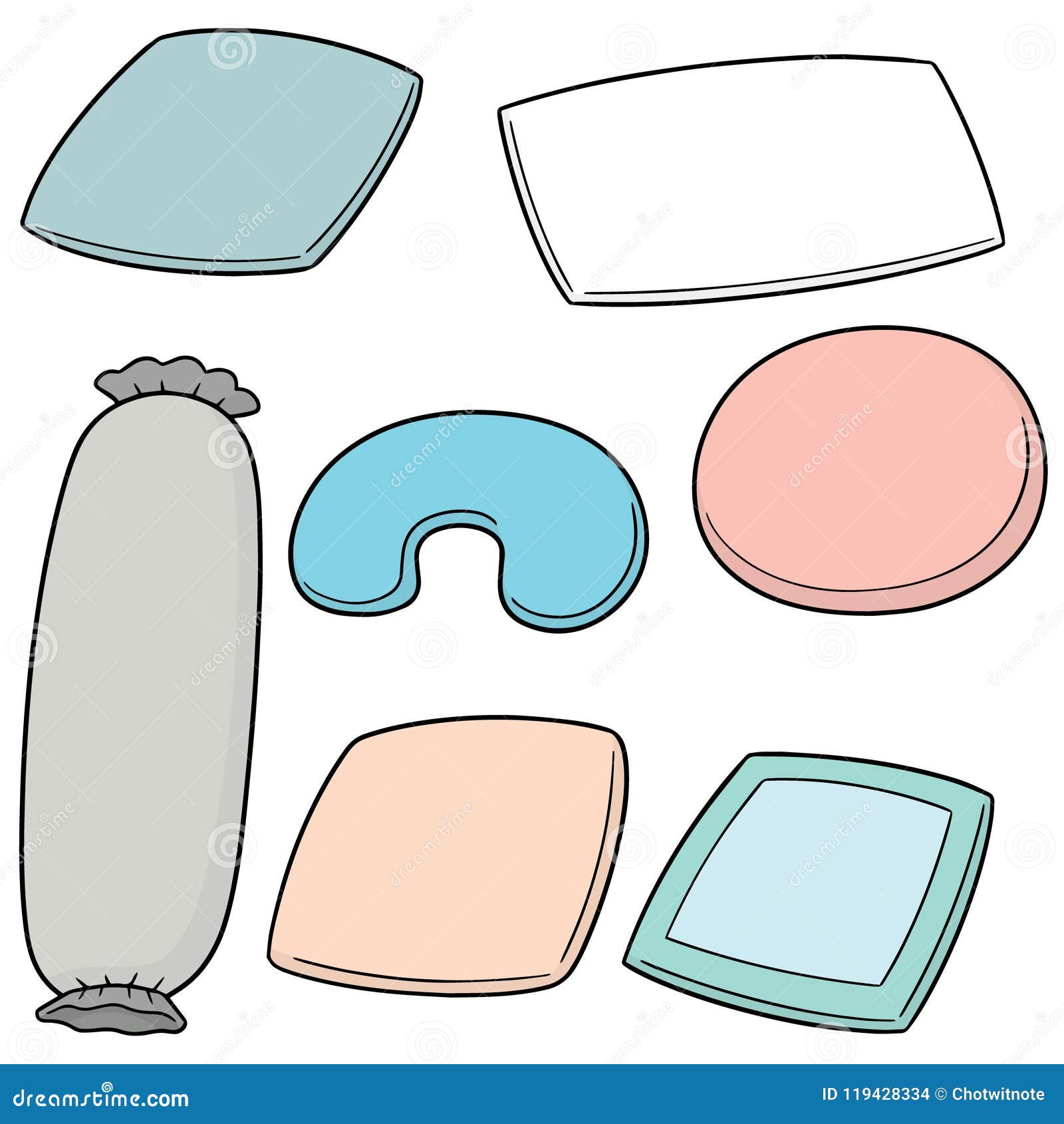 Vector set of pillow stock vector. Illustration of cotton - 119428334