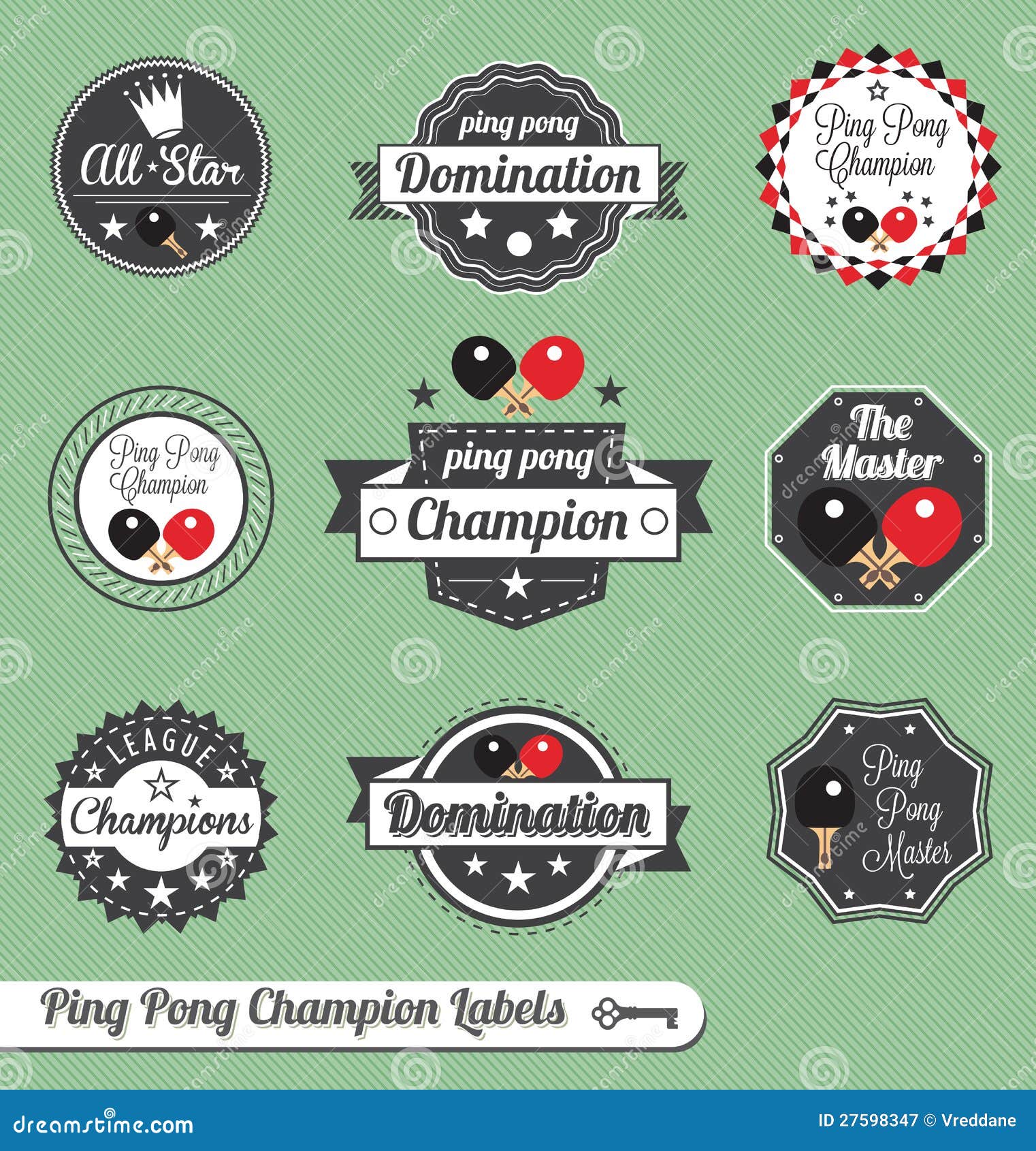 Vector Set: Ping Pong Champion Labels and Icons Stock Vector ...