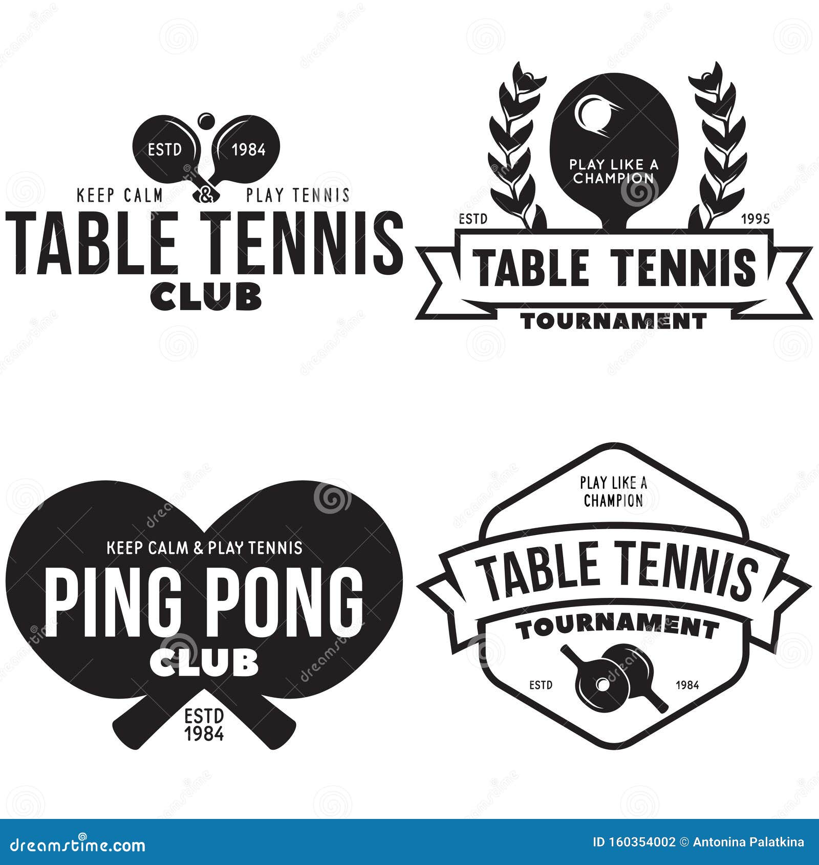 Vector Set of Ping Pong Logos, Emblems and Design Elements. Table ...
