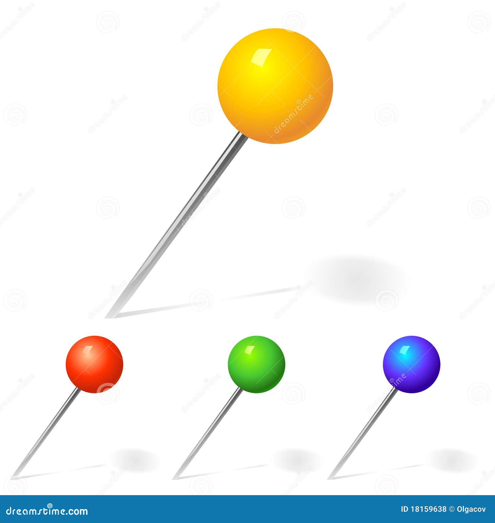 Vector Set of Pins Yellow, Red, Green, Blue Stock Vector - Illustration ...