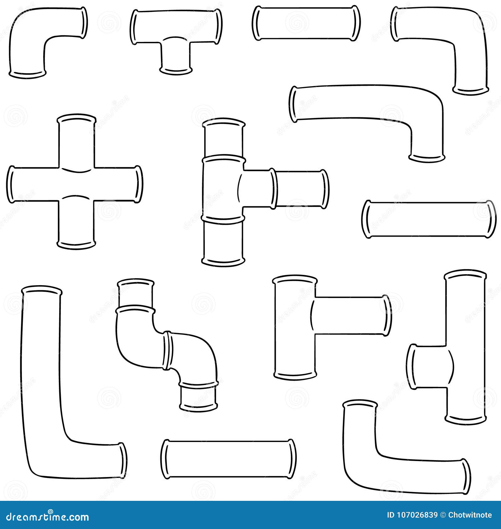 Vector set of pipe stock vector. Illustration of shape - 107026839