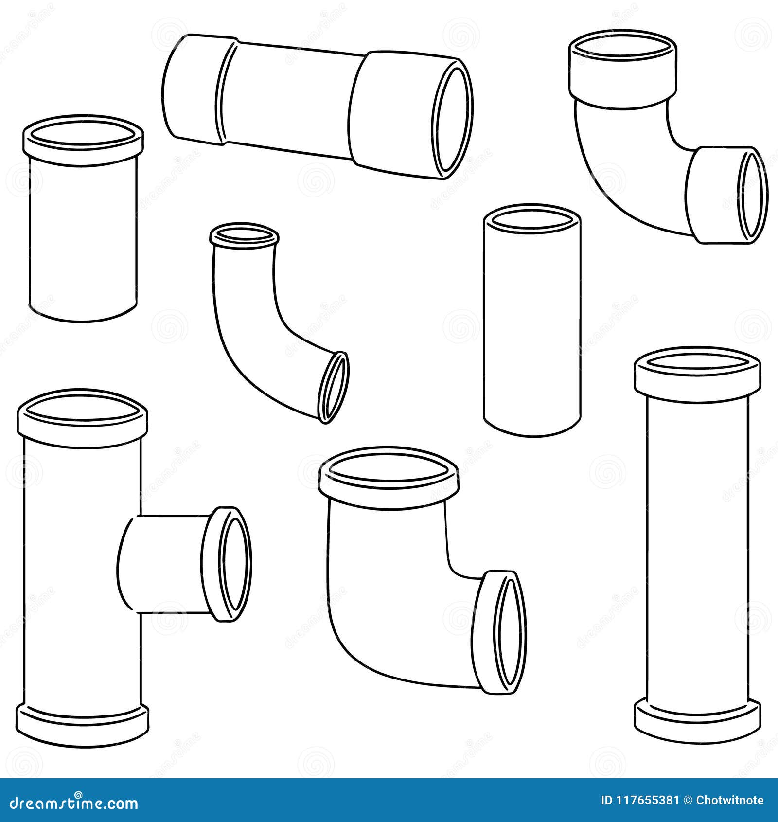Vector set of pipe stock vector. Illustration of sign - 117655381