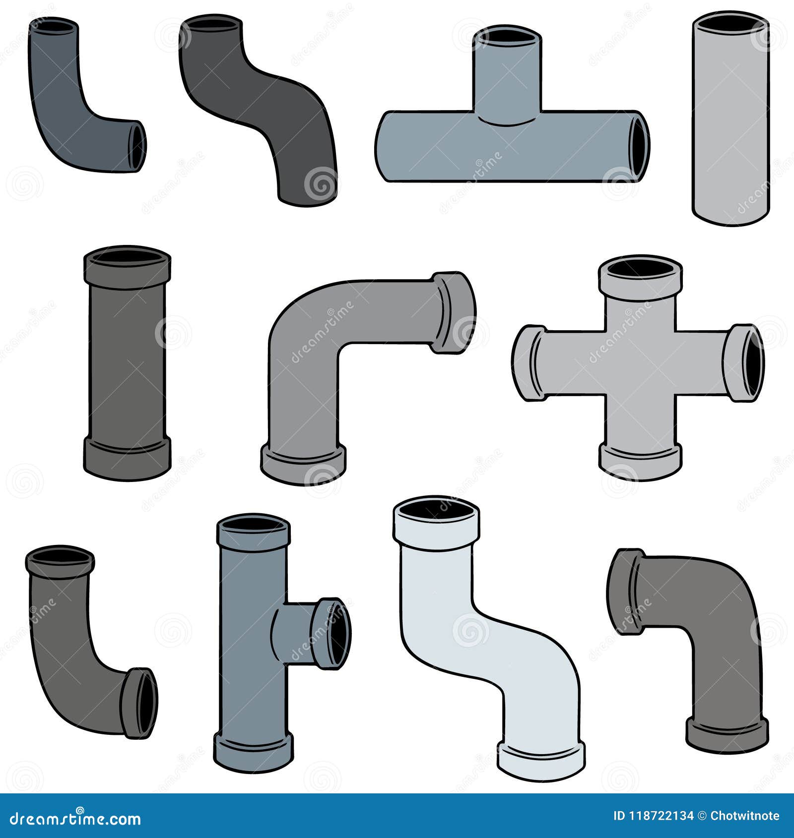Vector set of pipe stock vector. Illustration of connection - 118722134