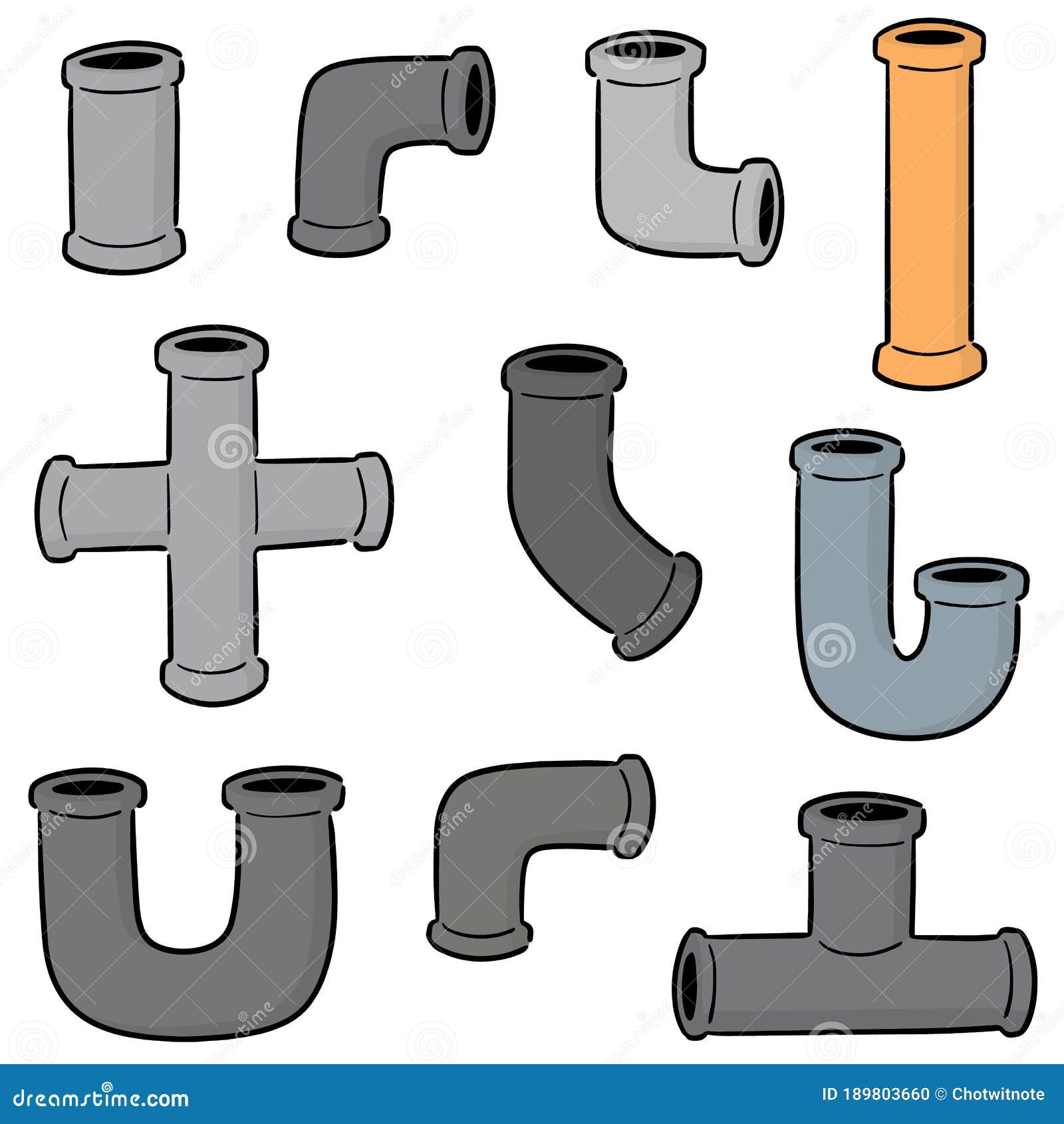Vector set of pipe stock vector. Illustration of engineering - 189803660