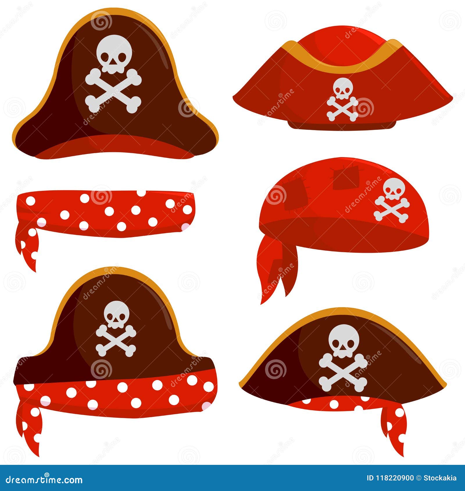 Pirate Captain Hats Vector Set Stock Vector - Illustration of tricorn ...