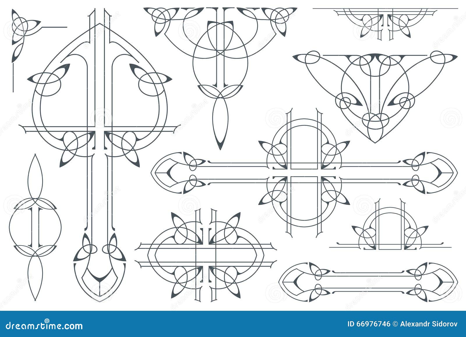 Vector Set Plant Vignette on Different Versions Stock Vector ...