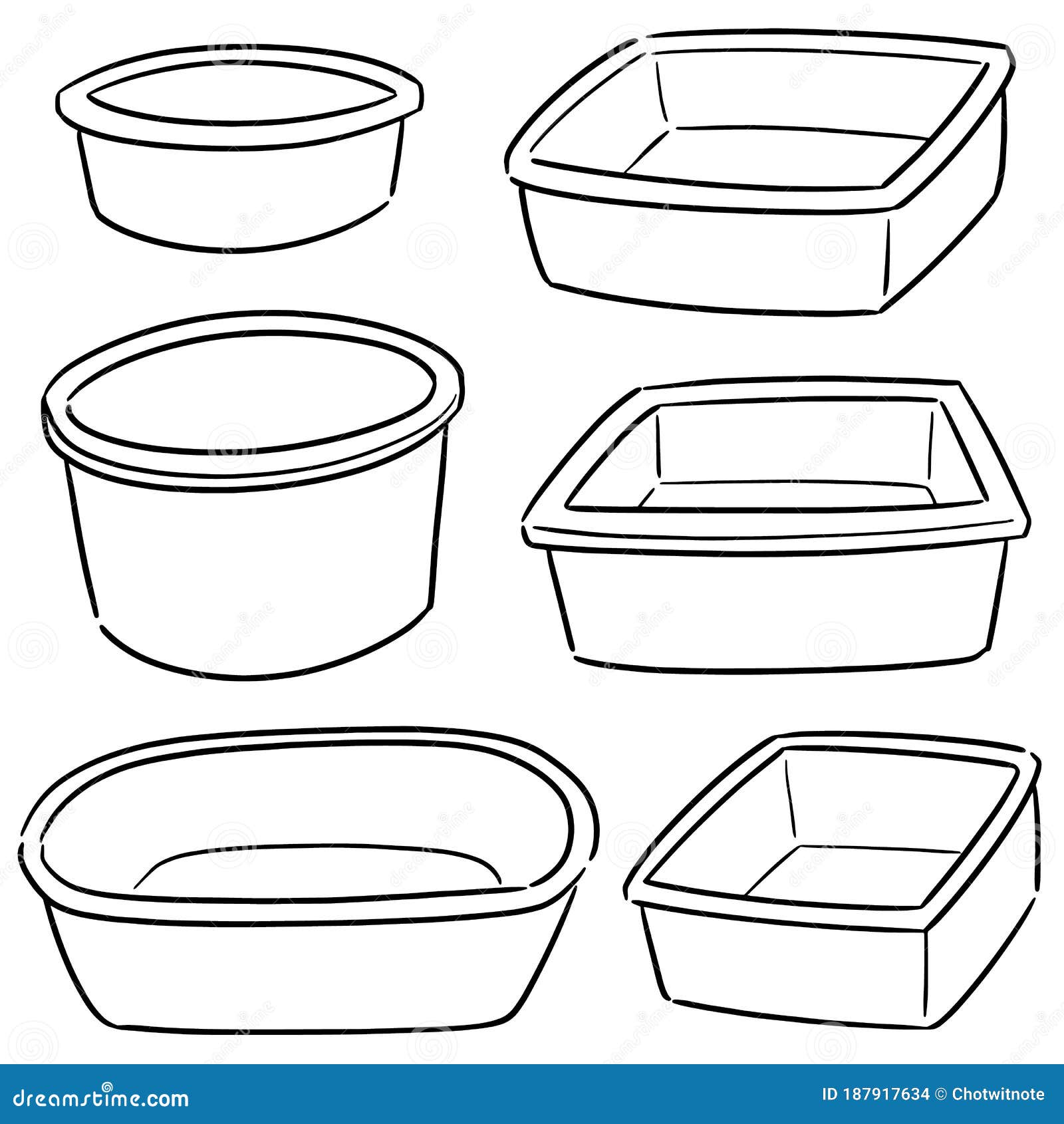 Plastic Basin Icon Cartoon Illustration. Red Bowl For Water And Food ...