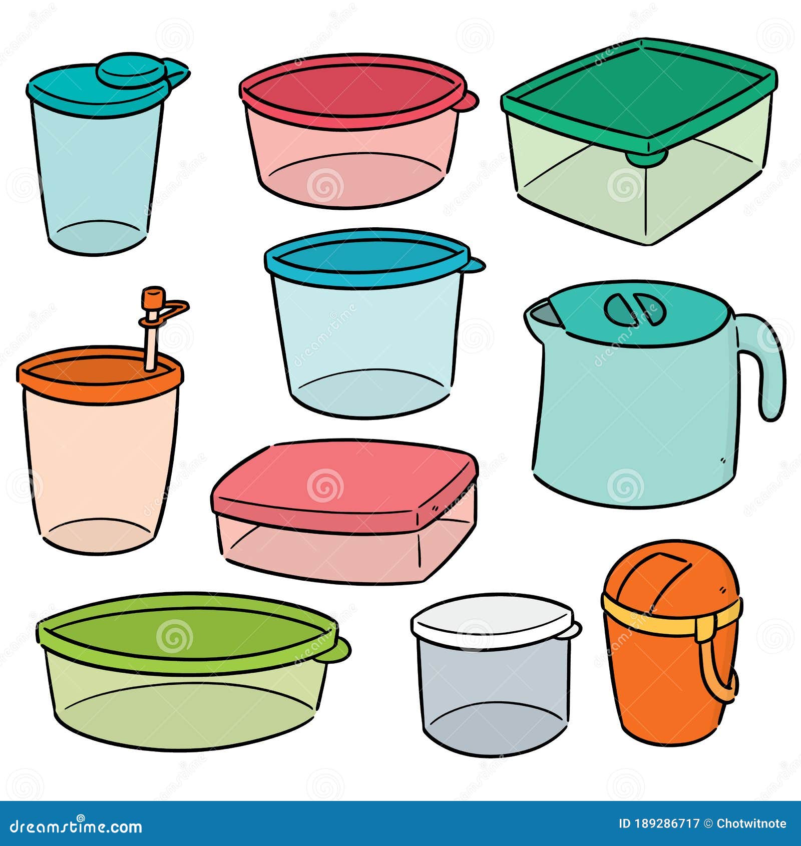 Vector Set of Plastic Container Stock Vector - Illustration of ...