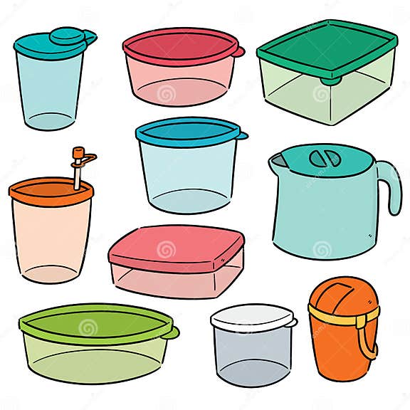 Vector Set of Plastic Container Stock Vector - Illustration of ...